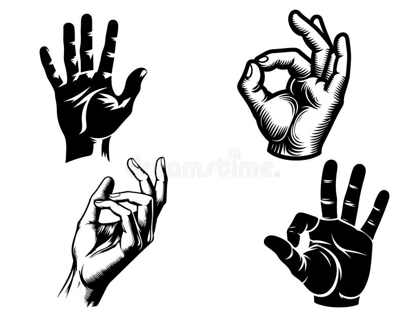 Artistic Gestures: Hand Pose Silhouettes in Vector Style Stock Vector ...