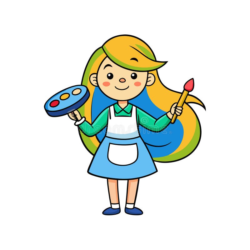 Artistic Girl with Color Palette Stock Vector - Illustration of ...