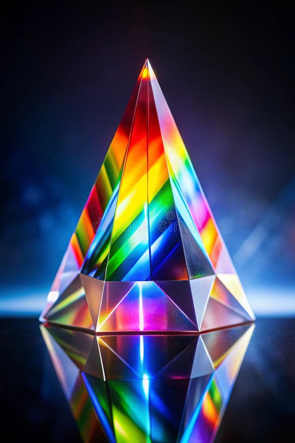 Artistic Glass Prism Dispersing Bright Rainbow Colors in Sharp Beams ...