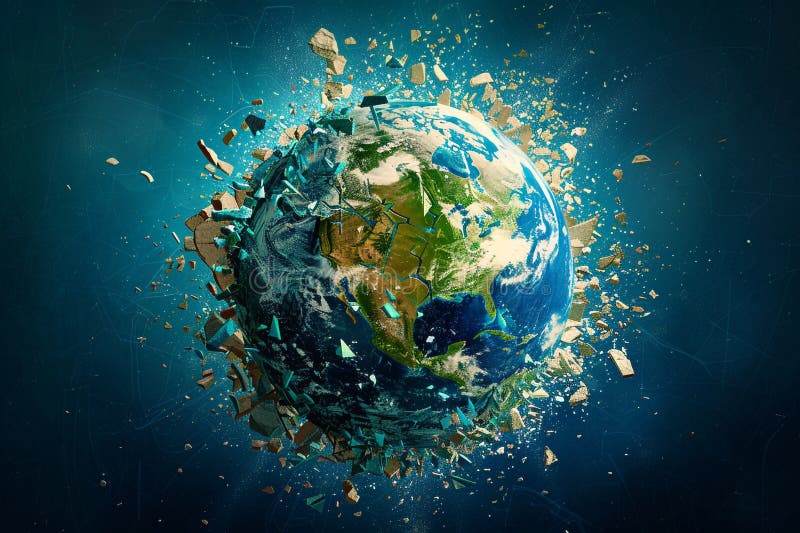 Artistic Globe Design Featuring a Shatter Effect Symbolizing the ...