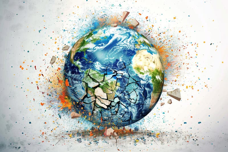 Artistic Globe Design Featuring a Shatter Effect Symbolizing the ...