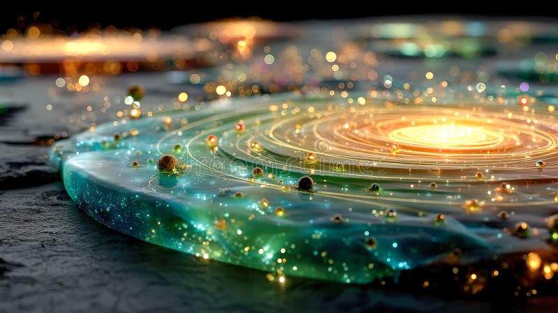 Artistic Glowing Galaxy Map in Circular Spiral, with Glowing Orbs and ...