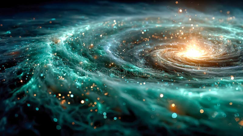 Artistic Glowing Galaxy Map in Circular Spiral, with Glowing Orbs and ...