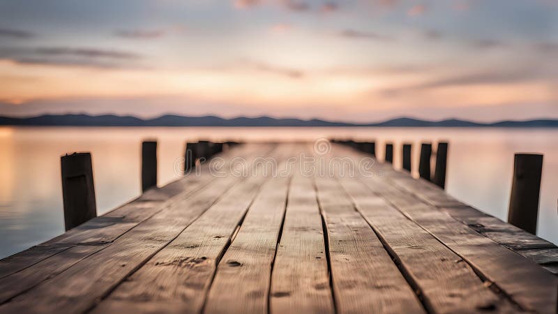 Artistic Golden Hour Scene of a Dock with a Blurred Background for a ...