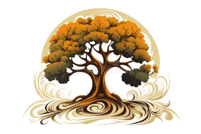Artistic Golden Tree Logo. Generate Ai Stock Illustration ...
