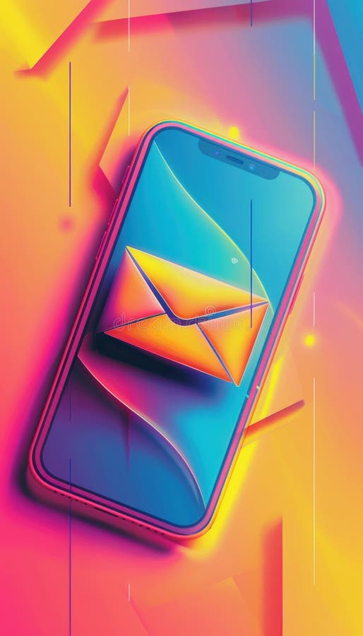 Artistic Gradient Composition of Phone and Envelope Icons Symbolizing Modern Digital ...