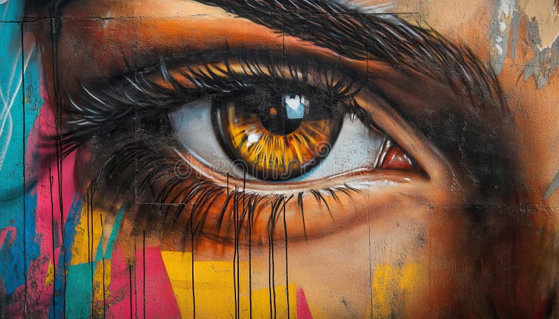Artistic Graffiti Detail Featuring a Captivating Eye Design in Urban ...