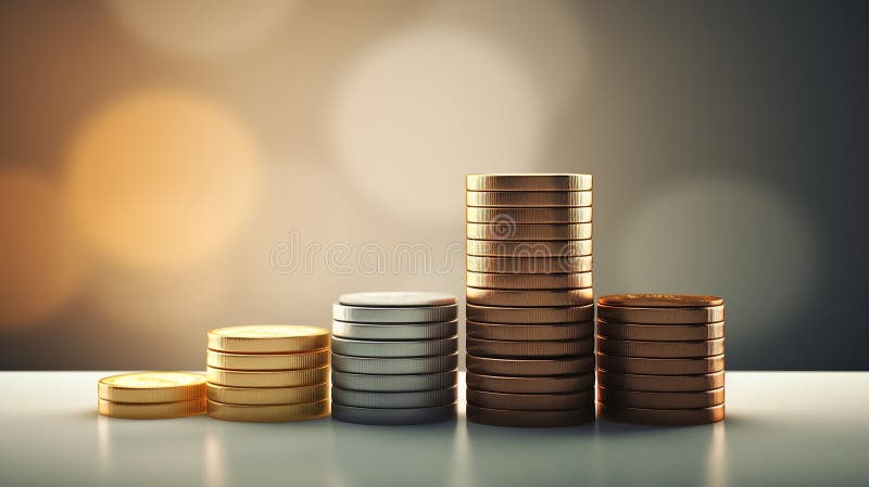 Simplicity in Stability: Graphic Stack of Coins with Depth Effect Stock ...