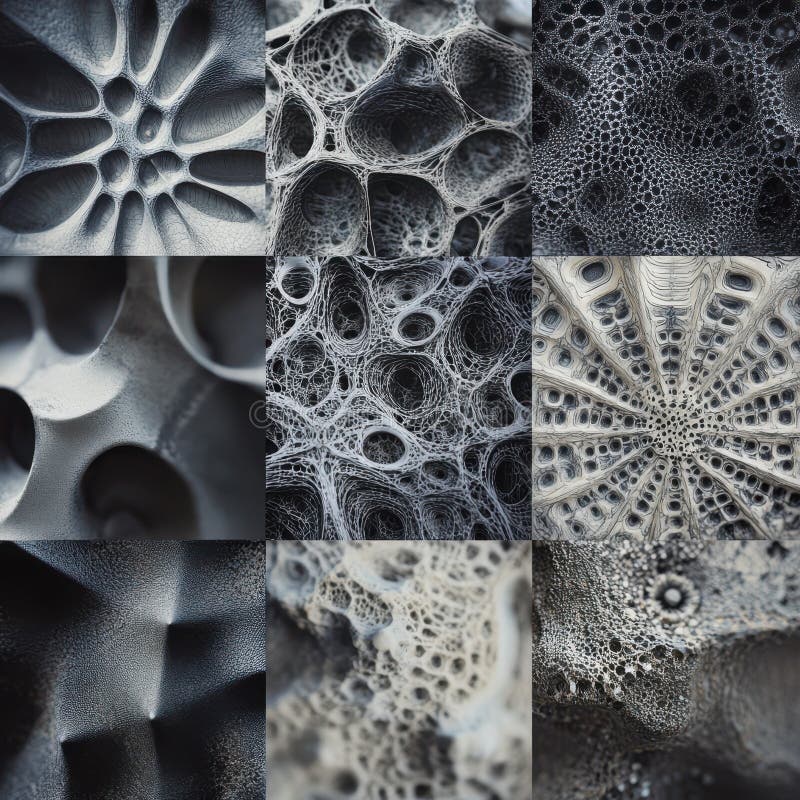 Artistic Gray Scale Macro Texture Collage with Intricate Hole and ...