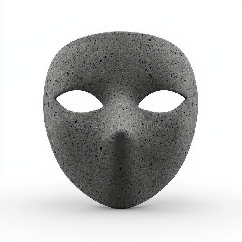Artistic Grey Mask Crafted from Stone Material, Featuring Unique ...