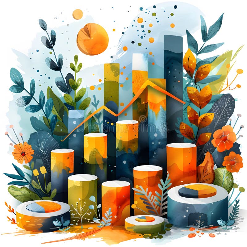 Artistic Growth Chart with Floral and Geometric Elements, Ai Generated ...