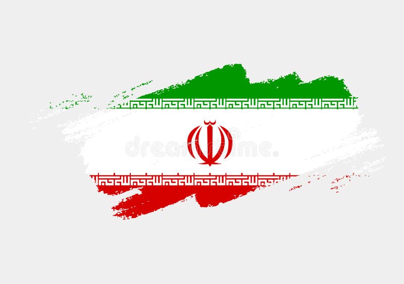 Artistic Grunge Brush Flag Of Iran Isolated On White Background