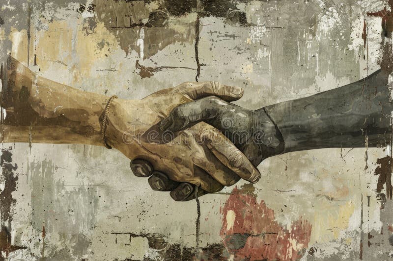 Artistic Grunge Handshake Painting on Abstract Background Highlighting ...