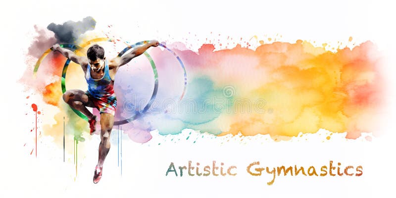 ARTISTIC GYMNASTICS - Colourful Watercolour Web Banner for Olympic ...