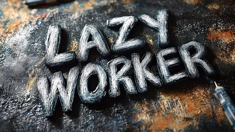 Lazy Worker Text with Artistic Hand-drawn Presentation Stock ...