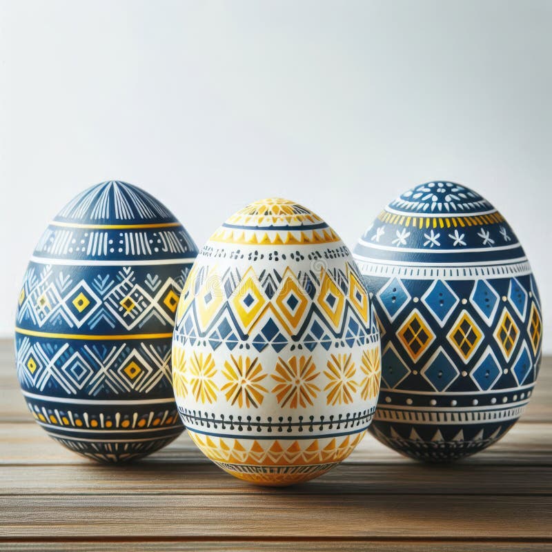 Artistic Hand-Painted Egg Trio Stock Illustration - Illustration of ...