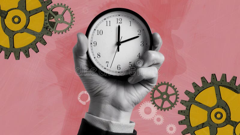 Artistic Hands Holding Clock with Visible Gears and Mechanisms Stock ...