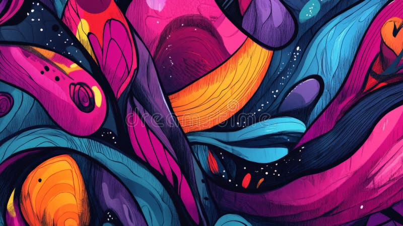 Artistic Header Design with Doodle Art, Featuring Abstract Shapes and ...