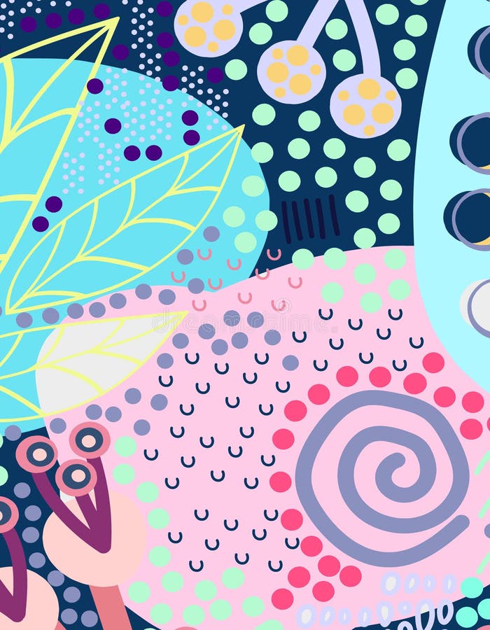 Artistic Header with Flowers and Leaves. Graphic Design. Hand Drawn ...