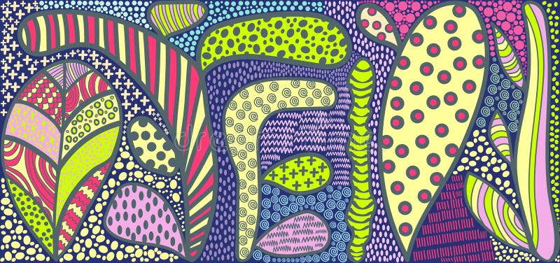 Artistic Header with Flowers and Leaves. Graphic Design. Hand Drawn ...