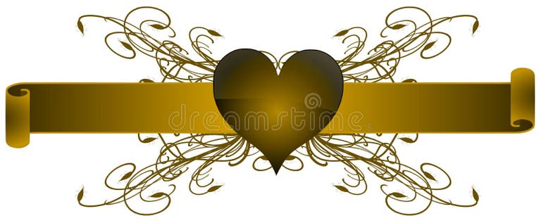 Artistic Heart with Scroll Isolated Stock Illustration - Illustration ...
