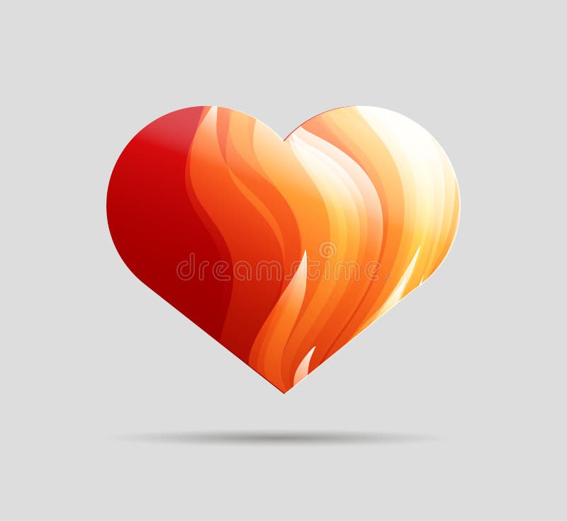 Artistic Heart Shape with Fire Texture Inside, Valentines Day Blank ...