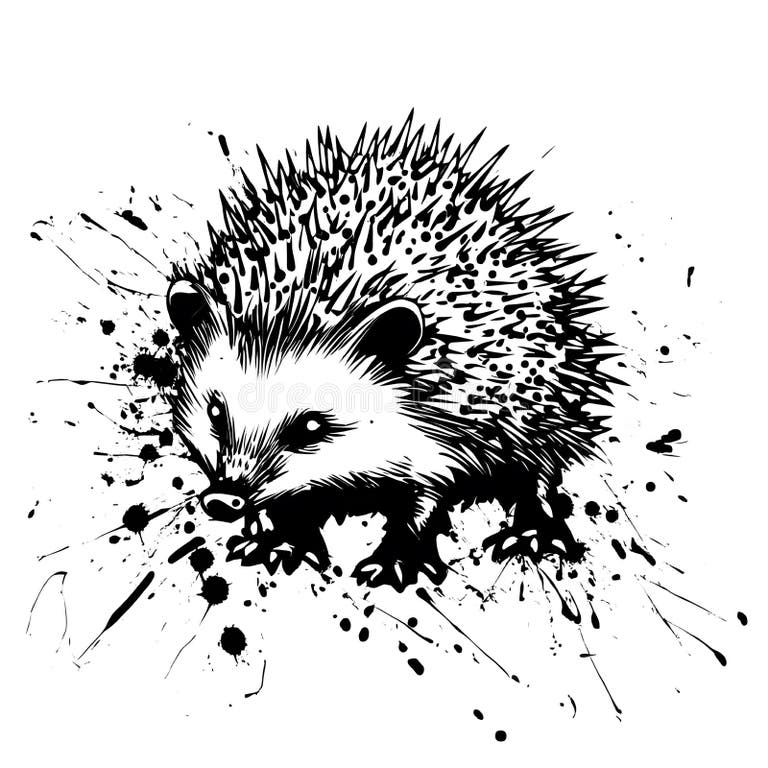 Artistic Hedgehog Illustration with Splatter Effect Stock Illustration ...