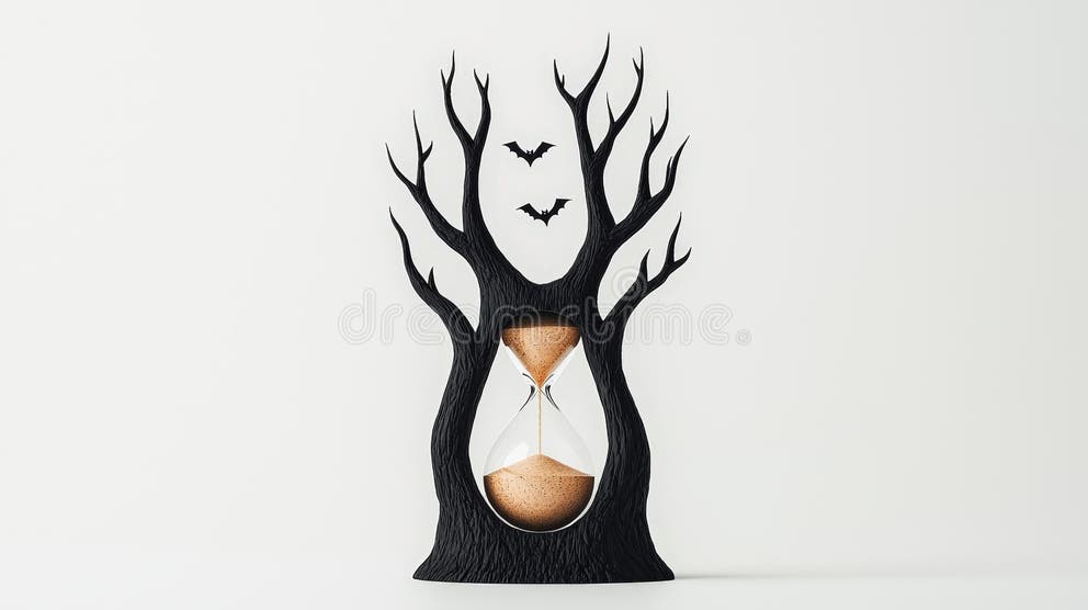 An Artistic Hourglass with a Tree Design Isolated on White Background ...