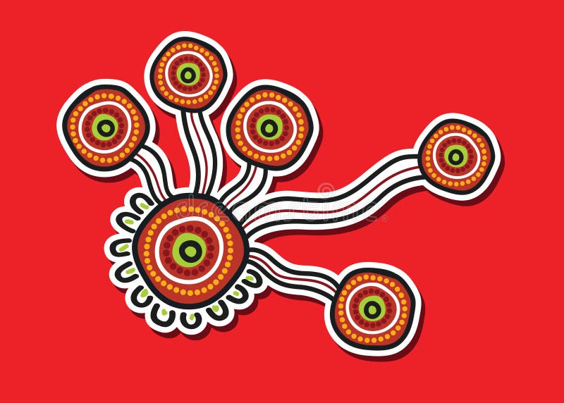 Illustration for Sticker Design with Aboriginal Art Patterns Stock ...