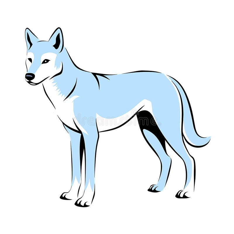 Artistic Illustration of a Blue Dingo Standing on a Plain Background ...