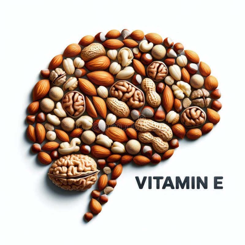 Artistic Illustration Brain Made from Nuts Representing Foods Rich in ...