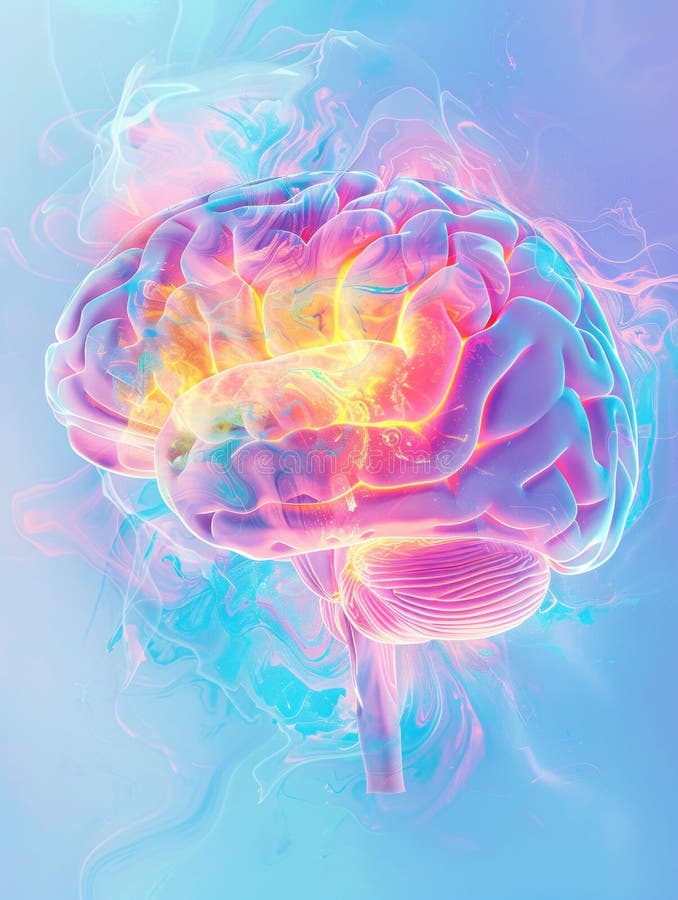 Colorful Abstract Representation of a Human Brain with Vibrant Energy ...