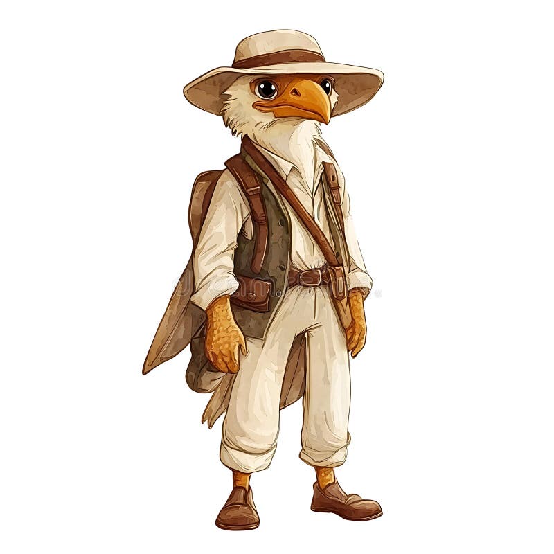 Adventurous Eagle Explorer Ready for Safari Expedition Stock Illustration - Illustration of ...