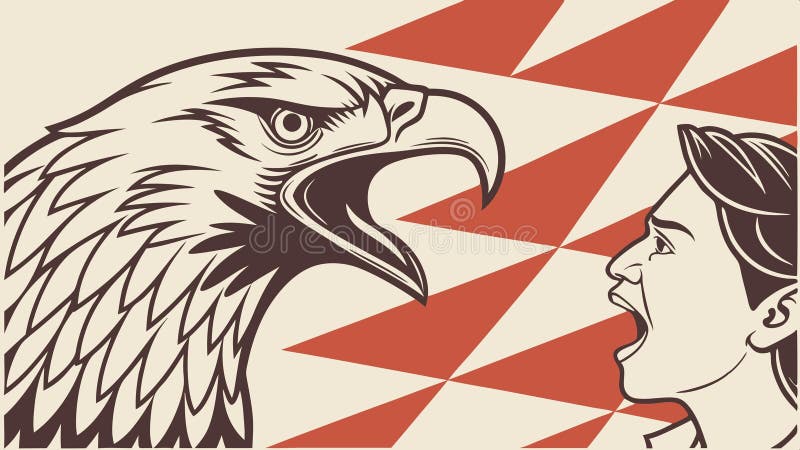 Abstract Portrait with Eagle and Geometric Pattern Strength Vision ...