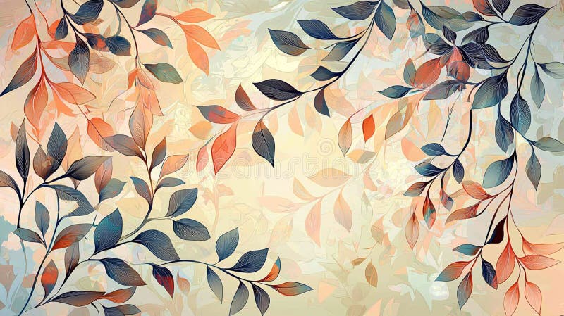 Elegant Autumn Leaves Design Artistic Branch Pattern Background Image ...