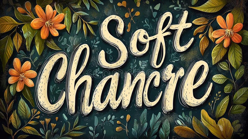 Hand-drawn Soft Chancre Lettering with Floral Elements Stock ...