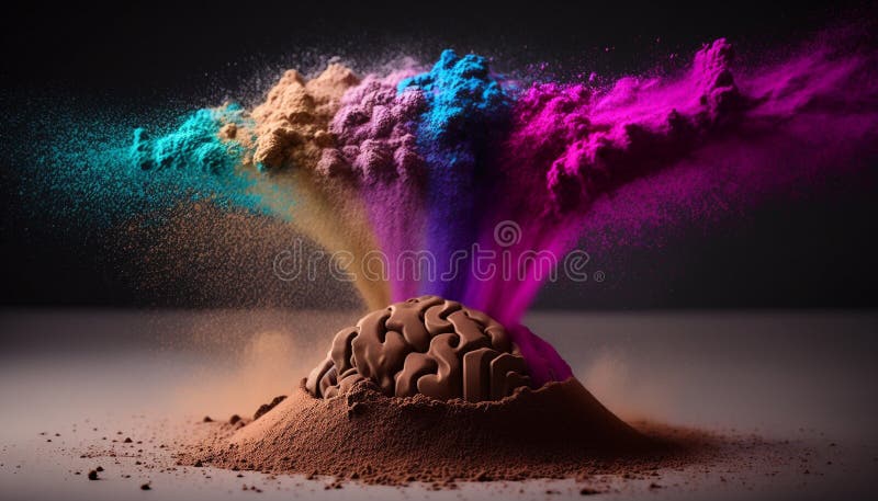 Artistic Illustration of a Human Brain Exploding with Fantasy Dust with ...