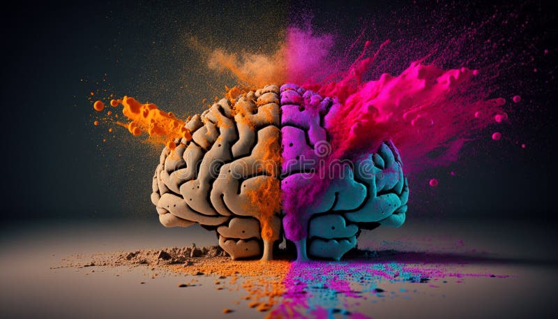 Artistic Illustration of a Human Brain Exploding with Fantasy Dust with ...
