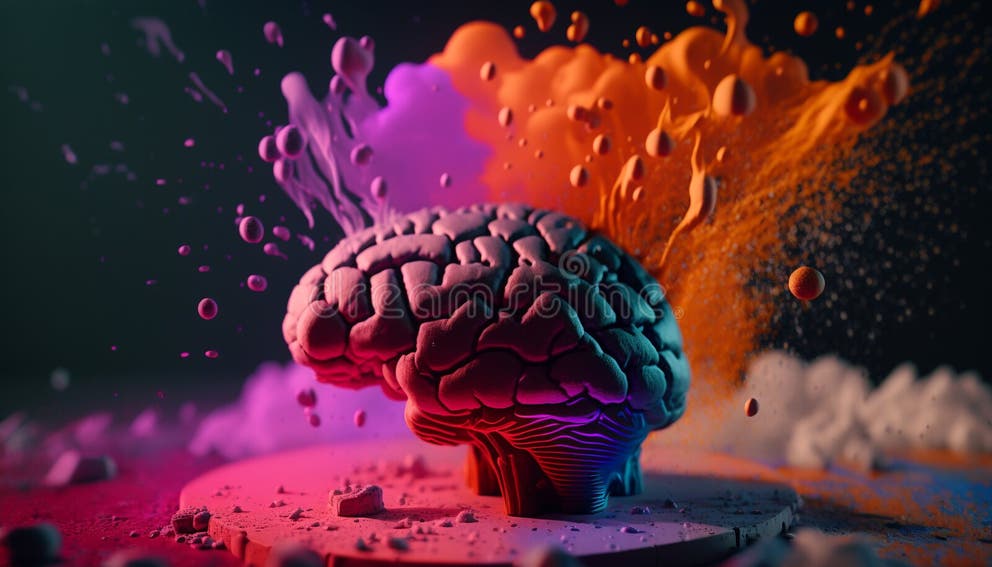 Artistic Illustration of a Human Brain Exploding with Fantasy Dust with ...