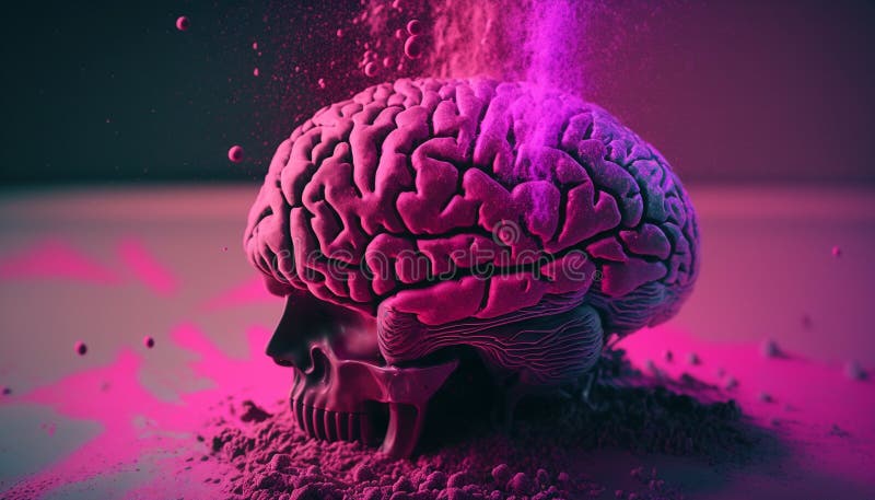 Artistic Illustration of a Human Brain Exploding with Fantasy Dust with ...