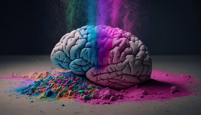 Artistic Illustration of a Human Brain Exploding with Fantasy Dust with ...