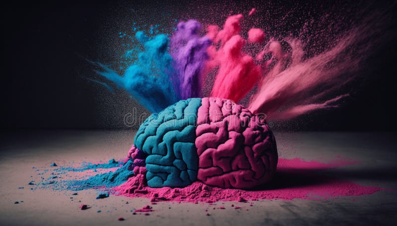 Artistic Illustration of a Human Brain Exploding with Fantasy Dust with ...