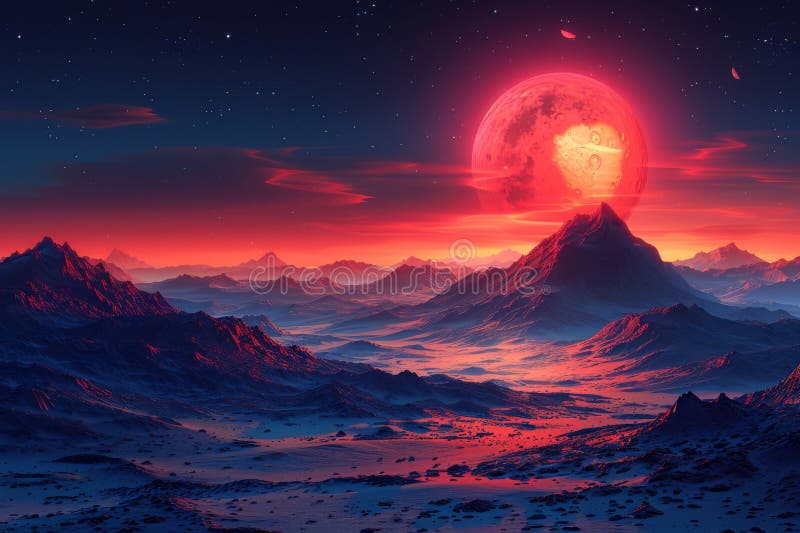 Artistic Illustration of Planet Mars with Craters Stock Illustration ...