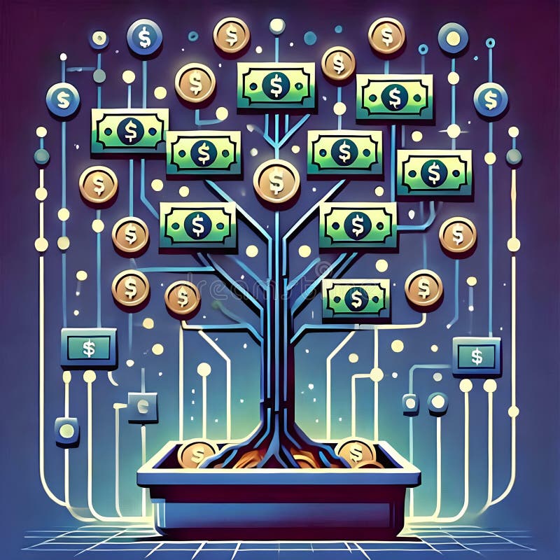 Artistic Illustration of a Money Tree Stock Illustration - Illustration ...