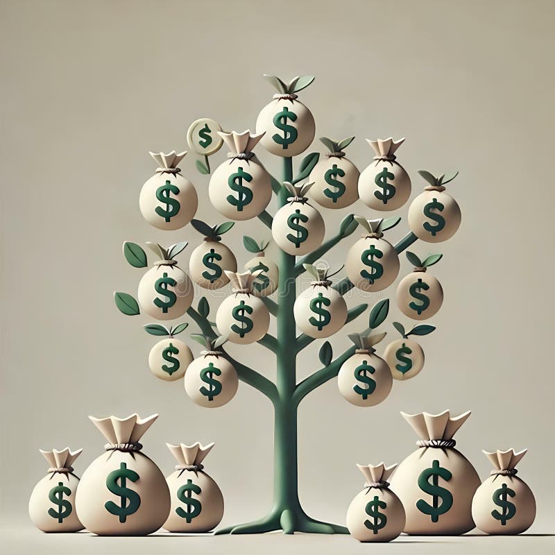 Artistic Illustration of a Money Tree Stock Illustration - Illustration ...