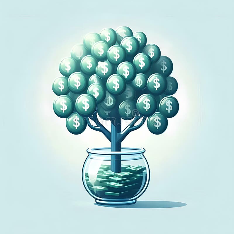 Artistic Illustration of a Money Tree Stock Illustration - Illustration ...