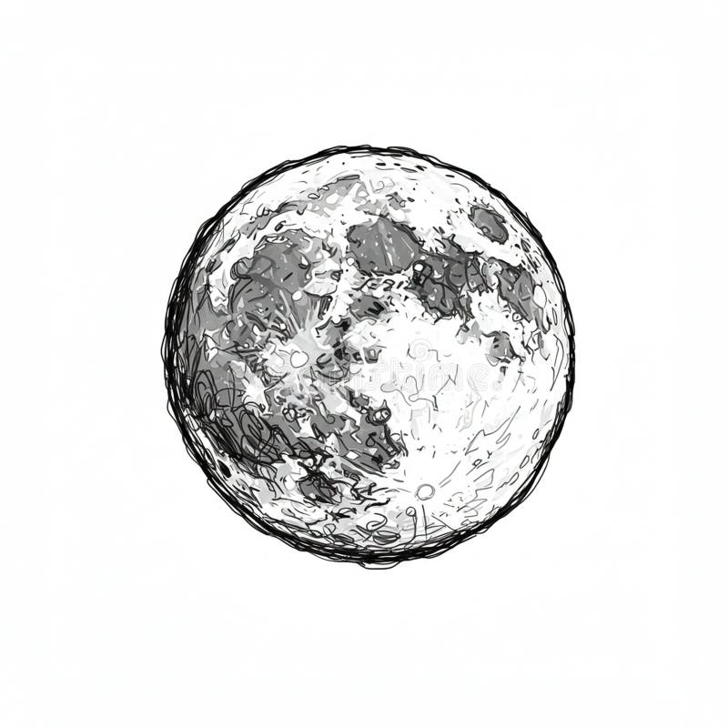 Artistic Illustration of the Moon, Showcasing Its Rugged Surface with ...