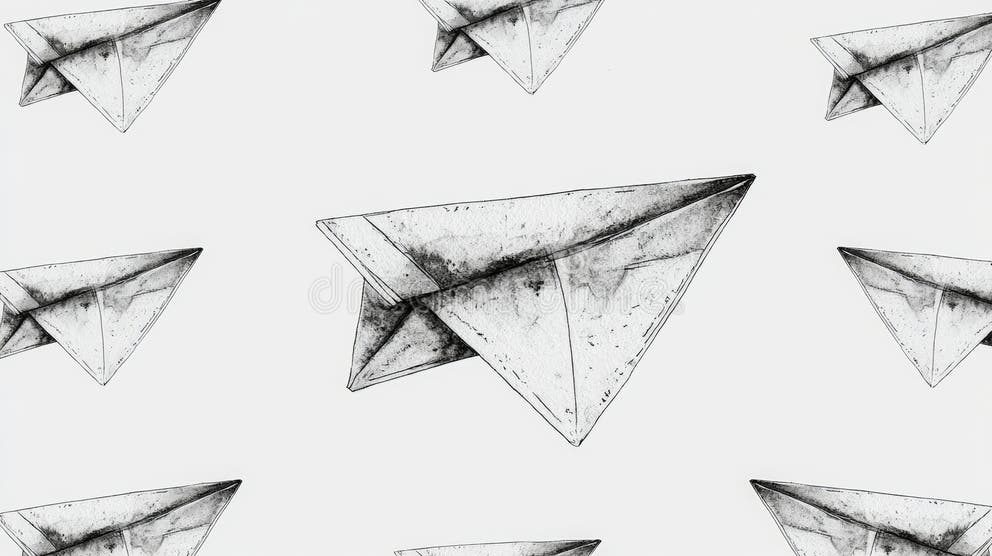 Artistic Illustration of Paper Airplanes in a Repeated Pattern on a ...