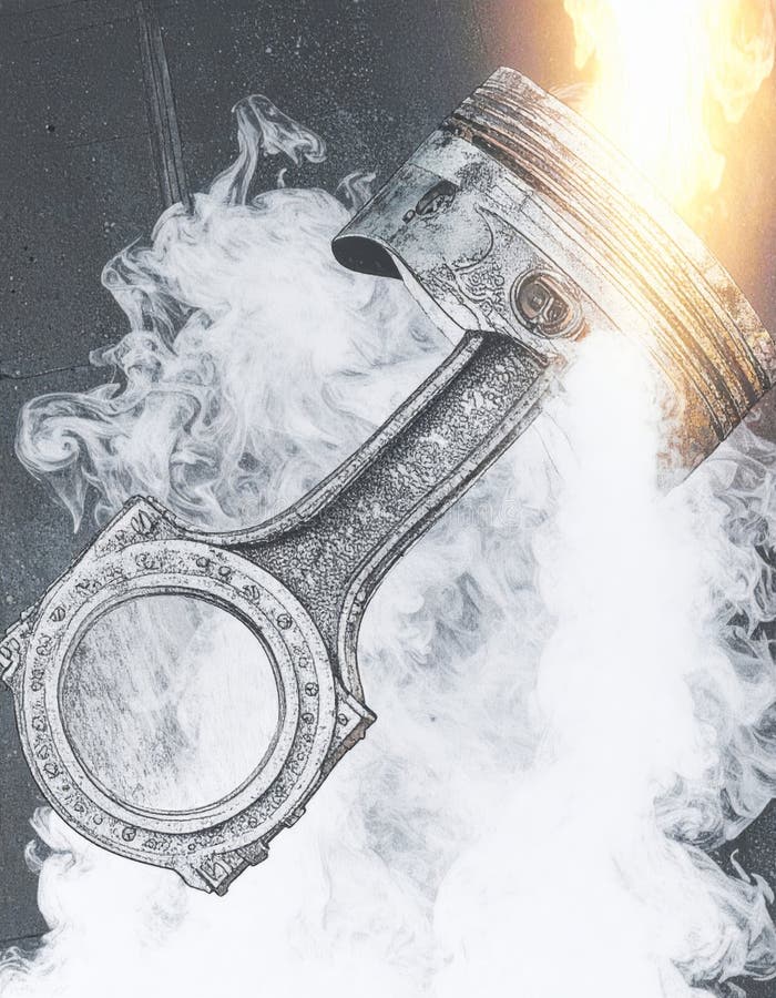An Artistic Illustration of a Powerful Engine Piston and Connecting Rod ...