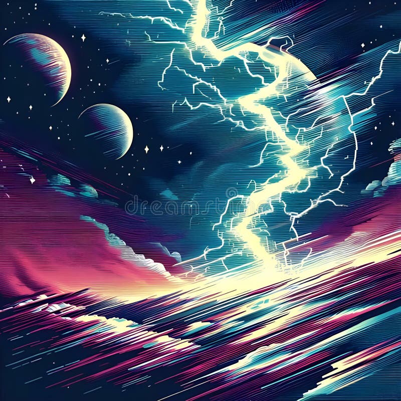 Artistic Illustration Representing Powerful Lightning Stock ...
